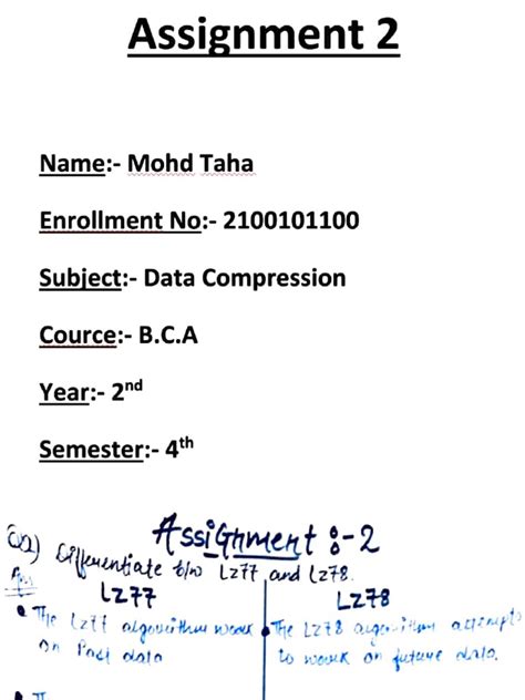 Data Compression Assignment 2 Pdf