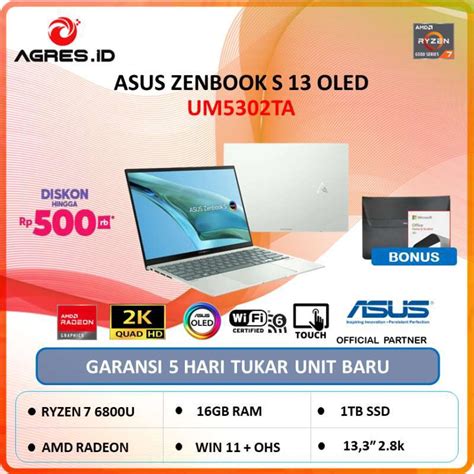 Jual Asus Zenbook S Oled Um Ta Ryzen U Gb Tbssd Vega Win Ohs K Touch