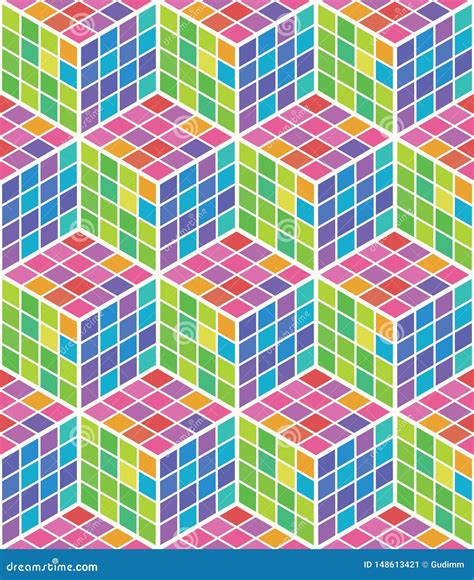 Seamless Mosaic Cube Pattern Multicolor Cube Design Stock Vector Illustration Of Abstract