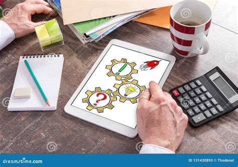 problem solving concept on a tablet stock image image of