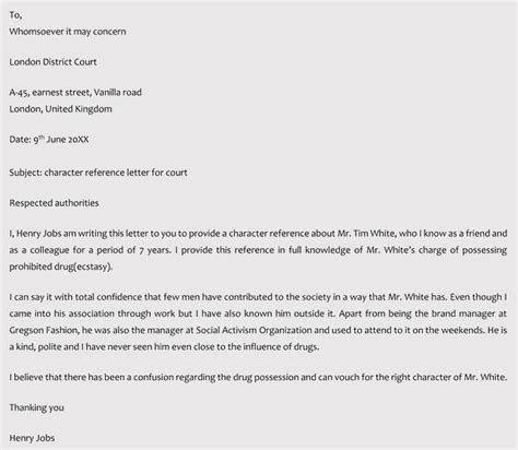 Character Reference Letter Judge Before Sentencing Cover Letter