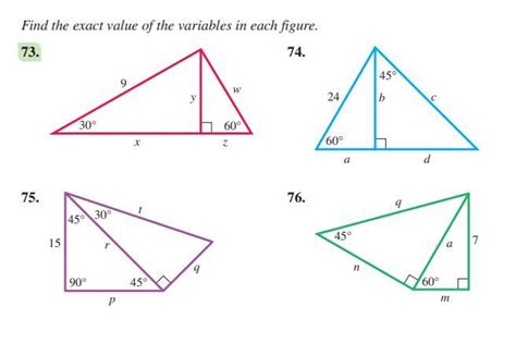 Solved Find The Exact Value Of The Variables In Each Figure Chegg Com