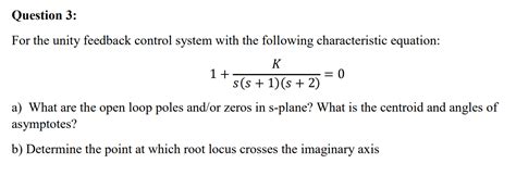 Solved For The Unity Feedback Control System With The Chegg