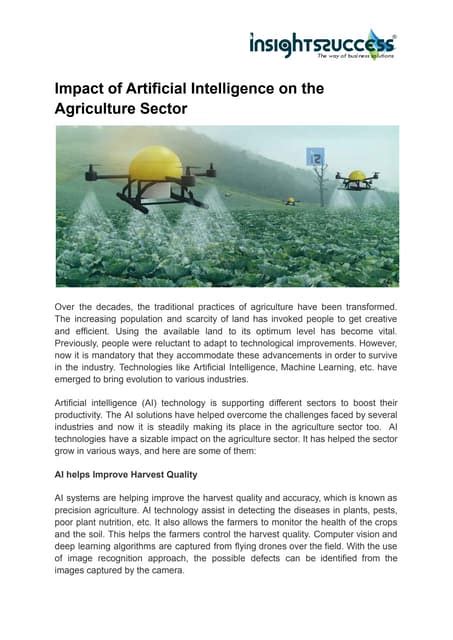 Artificial intelligence in agriculture | PPT