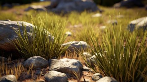 Premium Ai Image Cartoonish Grass In Unreal Engine Sublime Wilderness With Rtx On