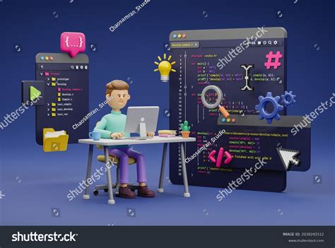 Programmer Developer Typing Script Source Languages Stock Illustration 2038242512 Shutterstock