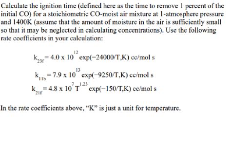 solved calculate the ignition time defined here as the time
