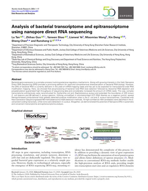 Pdf Analysis Of Bacterial Transcriptome And Epitranscriptome Using Nanopore Direct Rna Sequencing