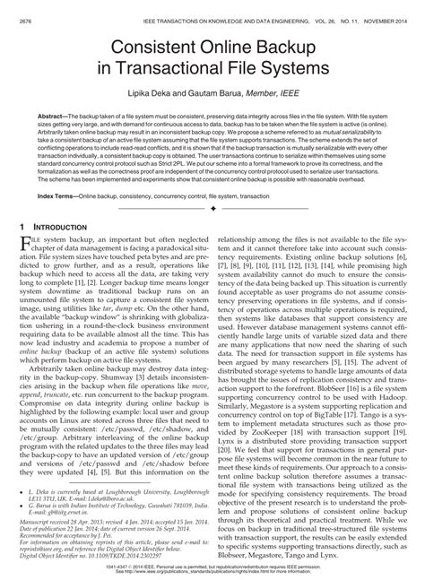 Pdf Consistent Online Backup In Transactional File System
