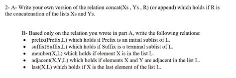 Solved 2 A Write Your Own Version Of The Relation