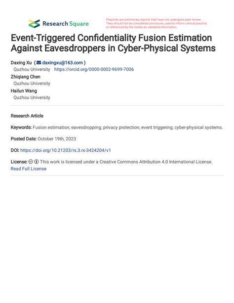 Pdf Event Triggered Confidentiality Fusion Estimation Against