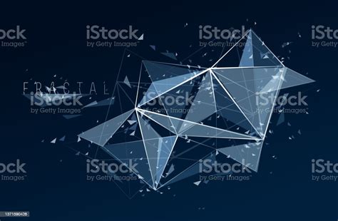 Mesh Object Fractal Design With Connected Lines Vector Abstract