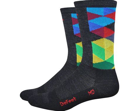 Defeet Wooleator 6 Karidescope Sock Charcoal Greymulti