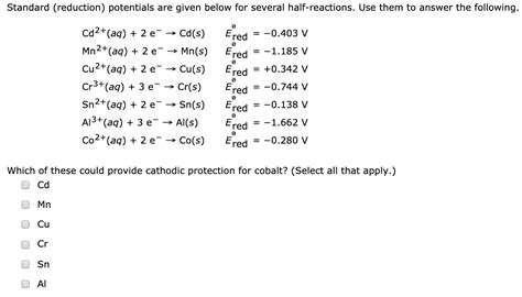 solved 4 a use the standard reduction potentials at 25 cheggcom images