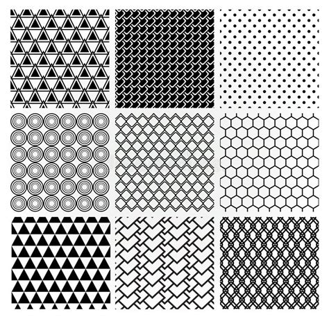 Geometric Monochrome Seamless Background Patterns Stock Vector Illustration Of Retro Pattern