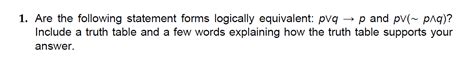 Solved Are The Following Statement Forms Logically Chegg