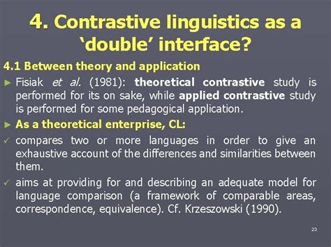 Contrastive Linguistics A Double Interface In L