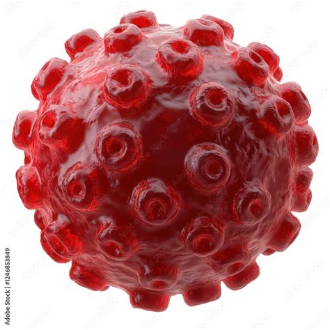 3d Red Virus Featuring A Rounded Textured Surface With Small Circular Projections Representing