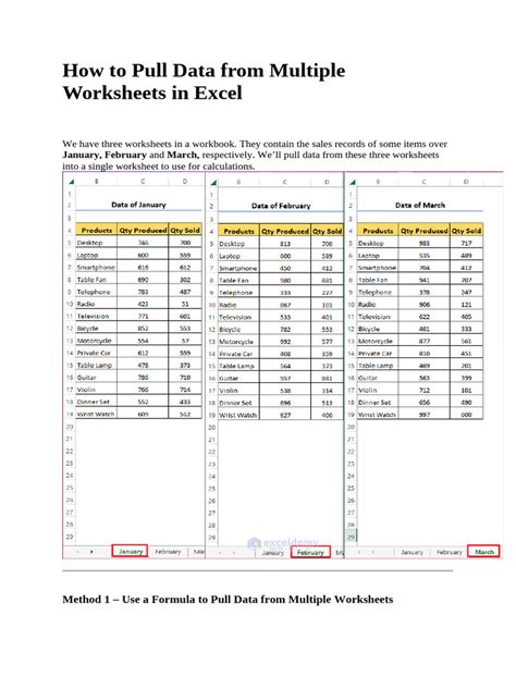 How To Pull Data From Multiple Worksheets In Excel Pdf Microsoft Excel Software Engineering