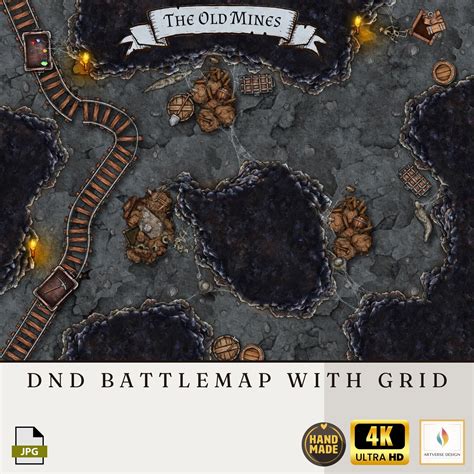 Dnd Battlemap With Grid Dungeons And Dragons The Old Mines Etsy
