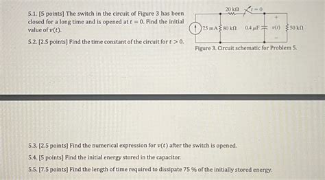 solved 5 1 [5 ﻿points] ﻿the switch in the circuit of figure
