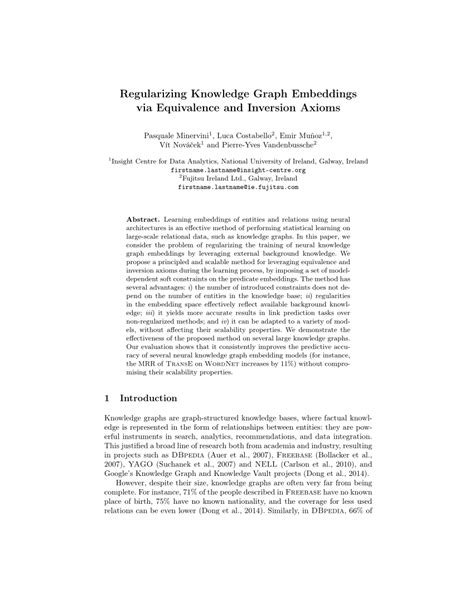 Pdf Regularizing Knowledge Graph Embeddings Via Equivalence And