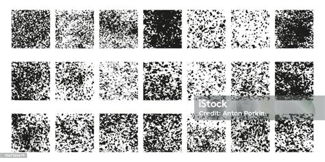 그런지 텍스처 스퀘어 세트 거친 페인트 브러시 컬렉션입니다 빈티지 검정 잉크 얼룩 스탬프 지저분한 추상 디자인 요소 격리된 벡터