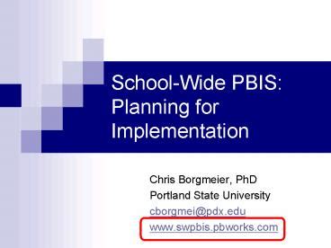 Babe Wide PBIS Planning For Implementation Presentation Free To Download
