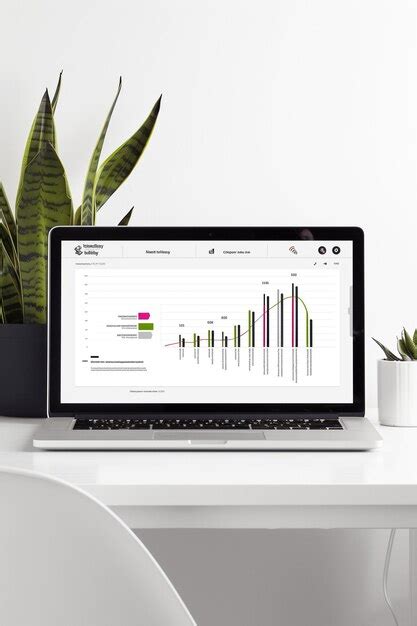 a laptop is open to a screen displaying a graph premium ai generated