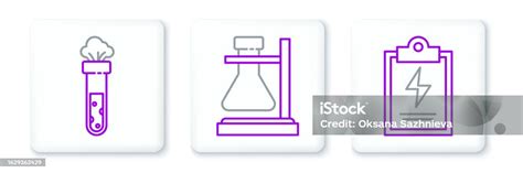 체크리스트 시험관 및 플라스크 화학 물질과 스탠드 아이콘으로 실험실 클립 보드를 설정합니다 벡터 가열장치에 대한 스톡 벡터 아트 및 기타 이미지 Istock