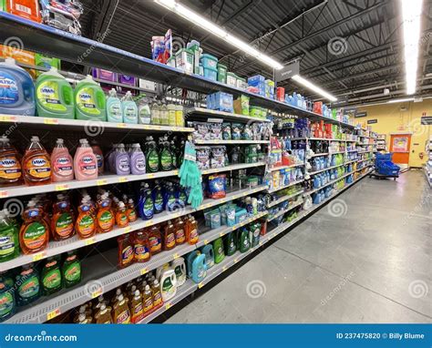 Walmart Retail Grocery Store Interior Dish Detergent Aisle Editorial