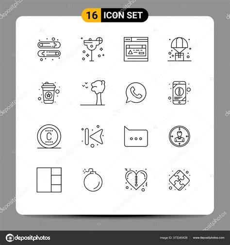 Group Modern Outlines Set Coffee Hot Web Shopping Logistic Editable Stock Vector By ©flatart