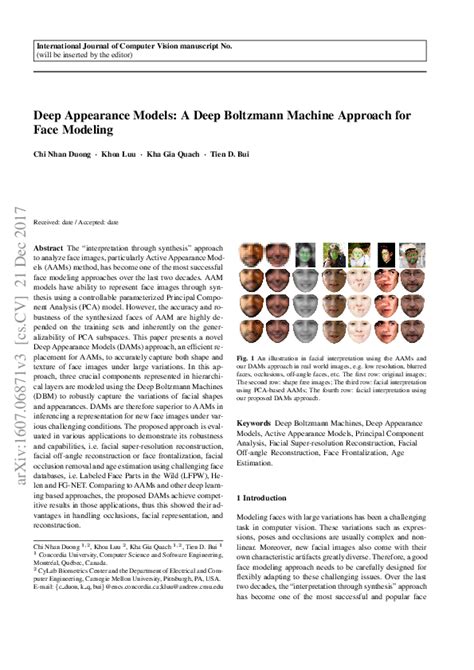 pdf deep appearance models a deep boltzmann machine approach for