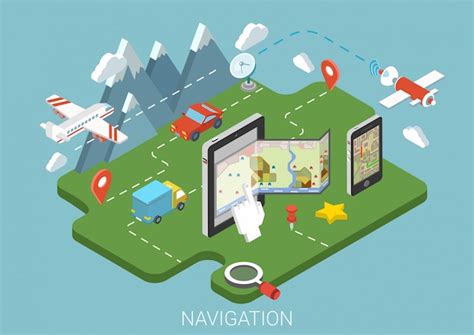 Premium Vector Mobile GPS Navigation Concept Isometric Illustration Tablet Smartphone With