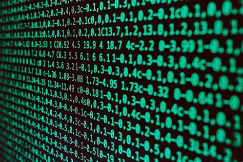 premium photo digital data on computer screen green numbers and