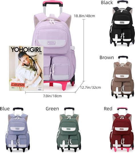 Backpack With Wheels Rolling Backpack For Girls Trolley School Bags Cat
