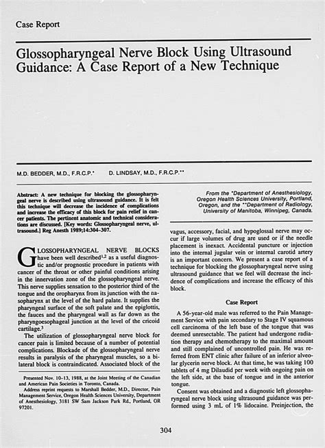 Pdf Glossopharyngeal Nerve Block Using Ultrasound Guidance A Case Report Of A New Technique