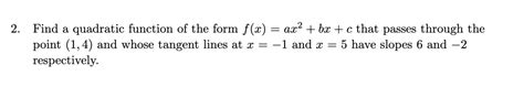 Solved Find A Quadratic Function Of The Form F X Ax Bx C Chegg