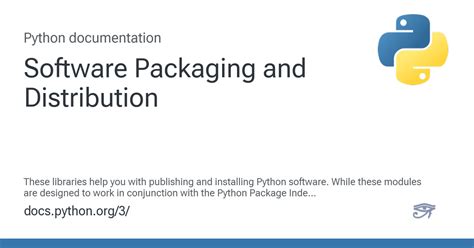 Software Packaging And Distribution — Python 3 13 7 Documentation