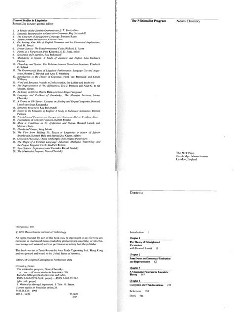 Chomsky N The Minimalist Program Pdf Noam Chomsky Language