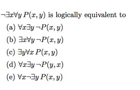 Solved Exist X Forall Y P X Y Is Logically Equivalent