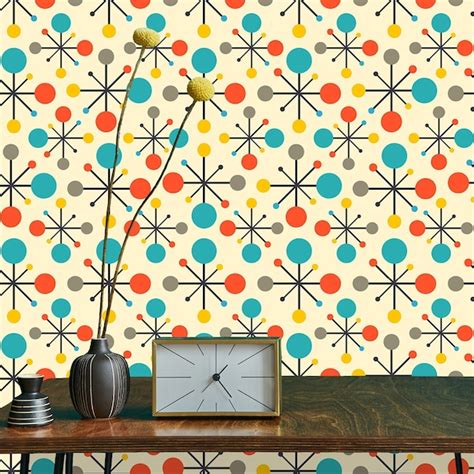Mid Century Wallpaper Etsy