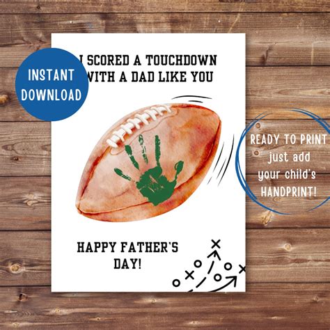 Fathers Day Handprint Craft Printable Football Fathers Day Craft