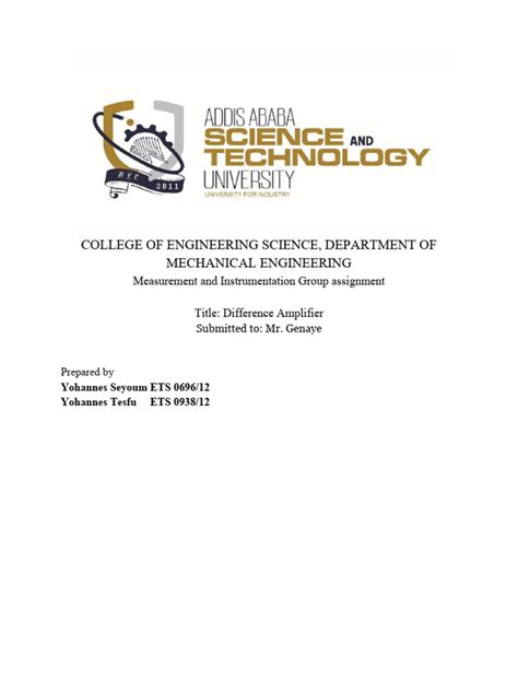 measurement assignment difference amplifier pdf amplifier