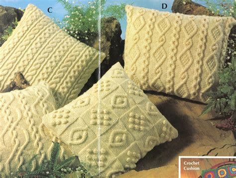 Aran Cable Knitting Pattern For 4 Traditional Cushions~ Aran Wool Knitting Pattern Pdf Instant