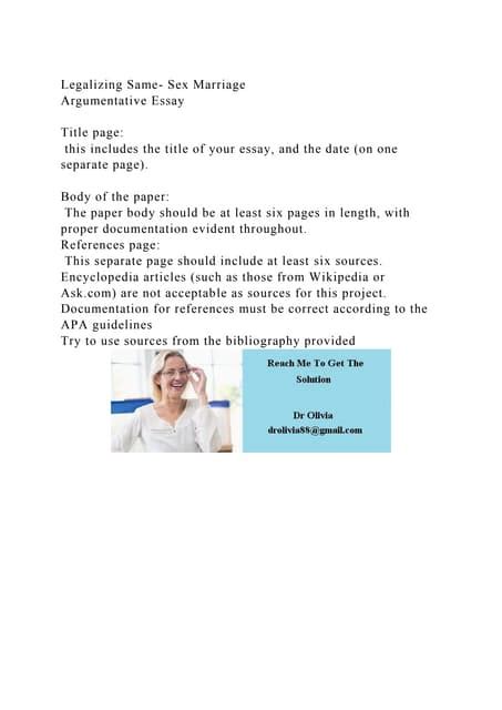 Legalizing Same Sex Marriage Argumentative Essaytitle Pagedocx