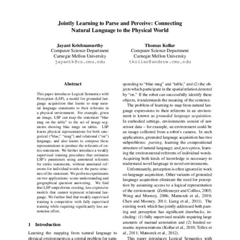 Jointly Learning To Parse And Perceive Connecting Natural Language To The Physical World Acl