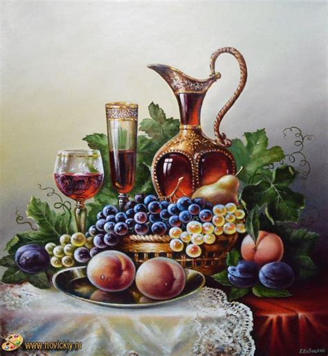 Корзина с виноградом на фоне кувшина - Натюрморт - Галерея - Картины ...