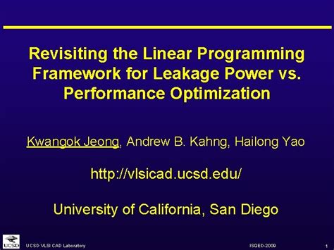 Revisiting The Linear Programming Framework For Leakage Power