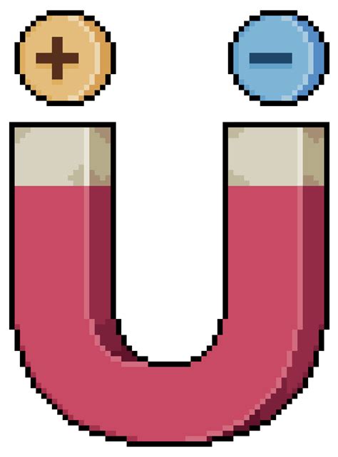 imán de arte de píxeles con icono de vector de símbolo positivo y